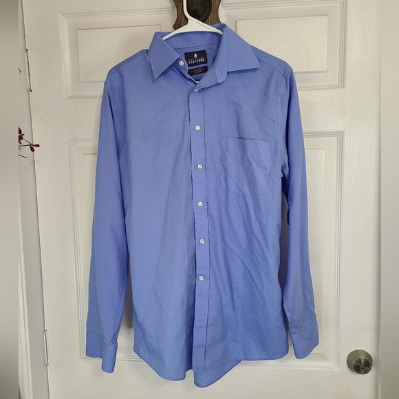 Stafford | Shirts | Stafford Mens Long Sleeve Dress Shirt Size Medium Color Blue | Poshmark